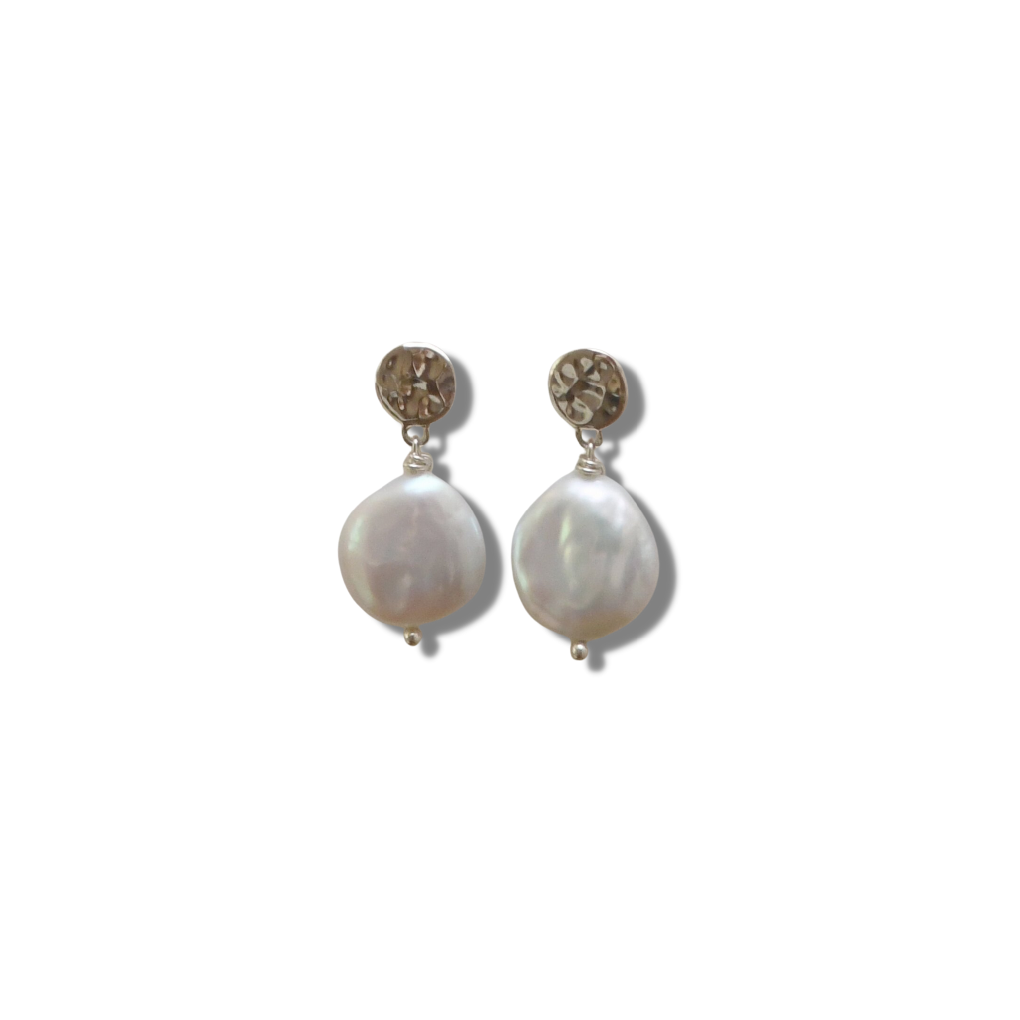 Luna Pearl w/ hammered sterling post- 2 Colorways – Debra Fabian